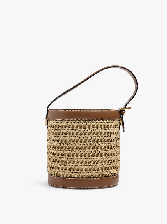 BUCKET BAG WITH STRAW EFFECT WITH CROSSBODY STRAP