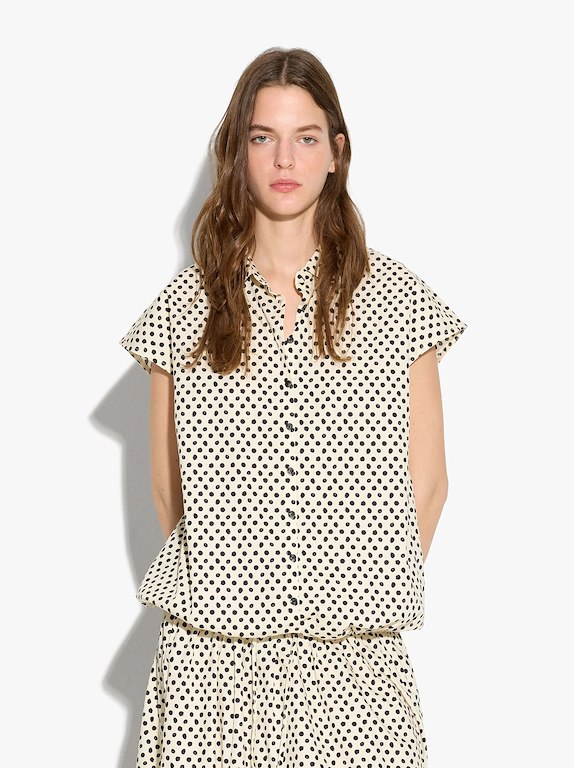 SHIRT WITH PRINTED POLKA DOTS 100% COTTON