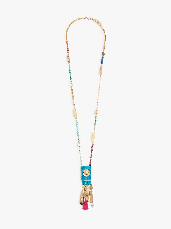 SEGMENTED NECKLACE WITH STONE BEADS