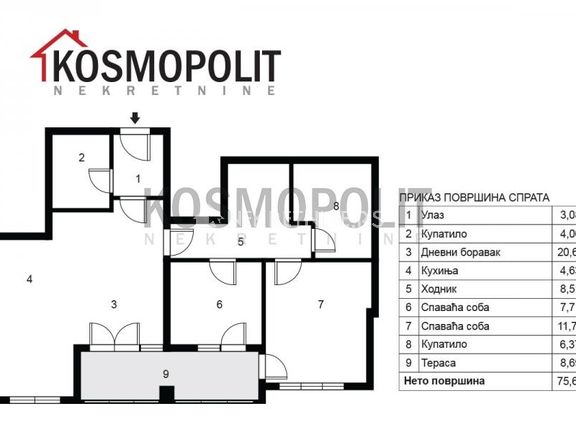 Gradska lokacija, Centar, Moše Pijade, 2.5, 76m2, 167200 EUR