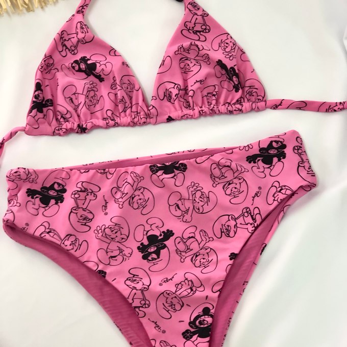 “SLOBODNA”Pink retro kupaći sa strumpfovima