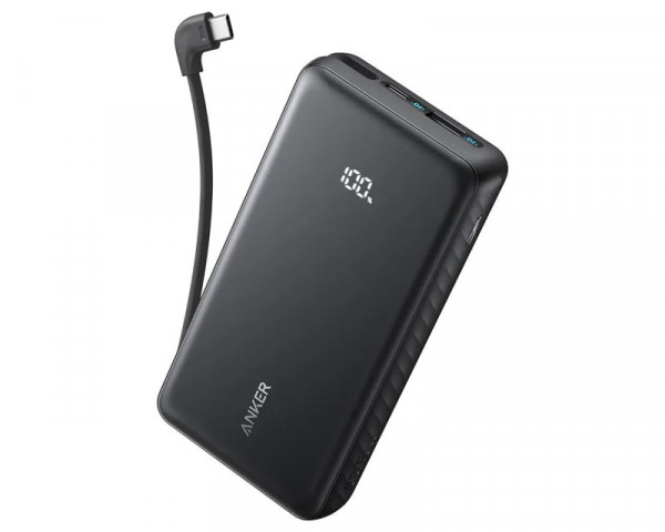 ANKER Zolo 20000mAh, 22.5W, sa ugrađenim USB-C kablom, Power Bank crni