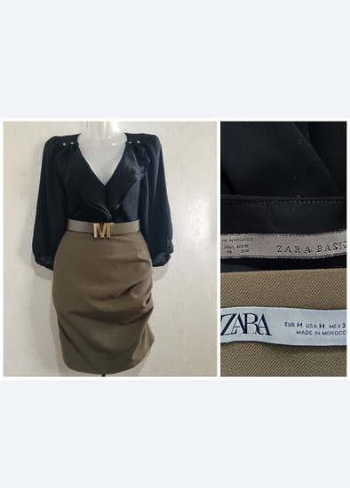 ZARA maslinasta suknja+bluza    M