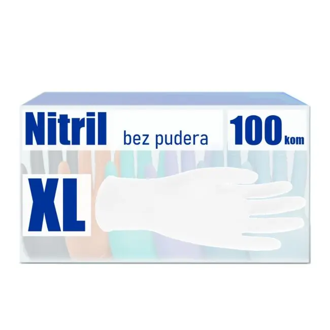 hipermed Nitrilne rukavice bez pudera bele XL 100 komada