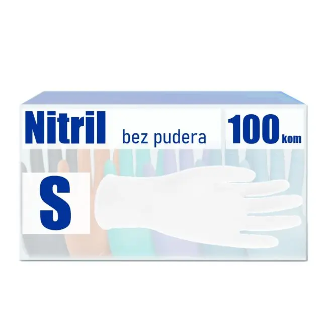 hipermed Nitrilne rukavice bez pudera bele S 100 komada