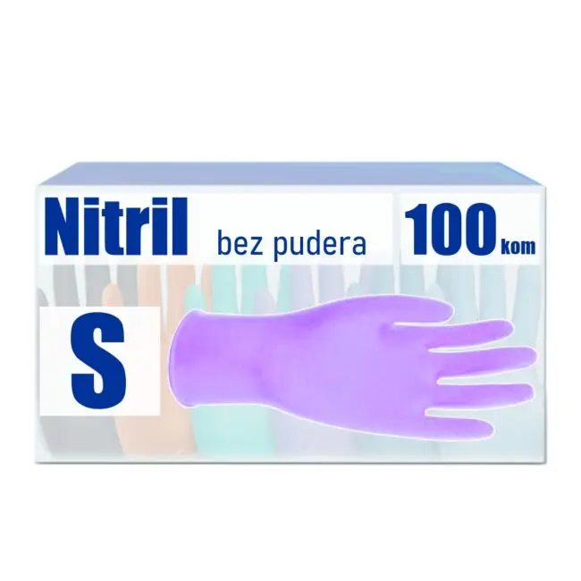 hipermed Nitrilne rukavice bez pudera lila S 100 komada