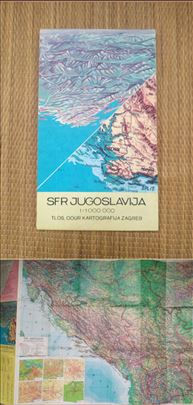 Karta SFRJ Jugoslavija 1:1000000 - 1980. Zagreb