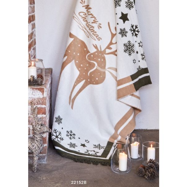 DEKOR DOM Ćebe COTTON Christmas 150x200 - 22152-B - Raindeer Gold