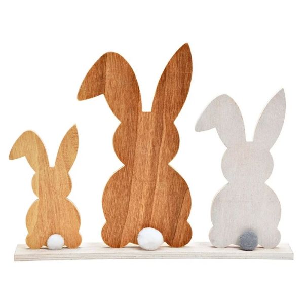 DEKOR DOM Uskršnja dekoracija STAND BUNNIES WOOD 10034946 - Brown