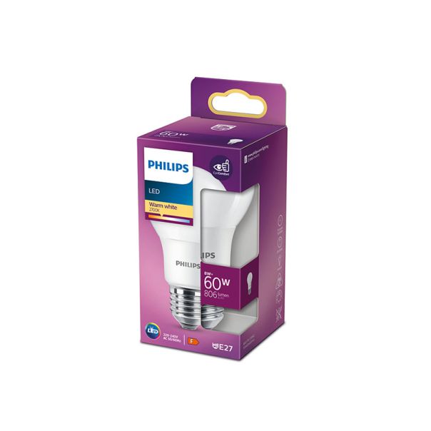 PHILIPS LED Sijalica 8W (60W) A60 E27 2700K PS798