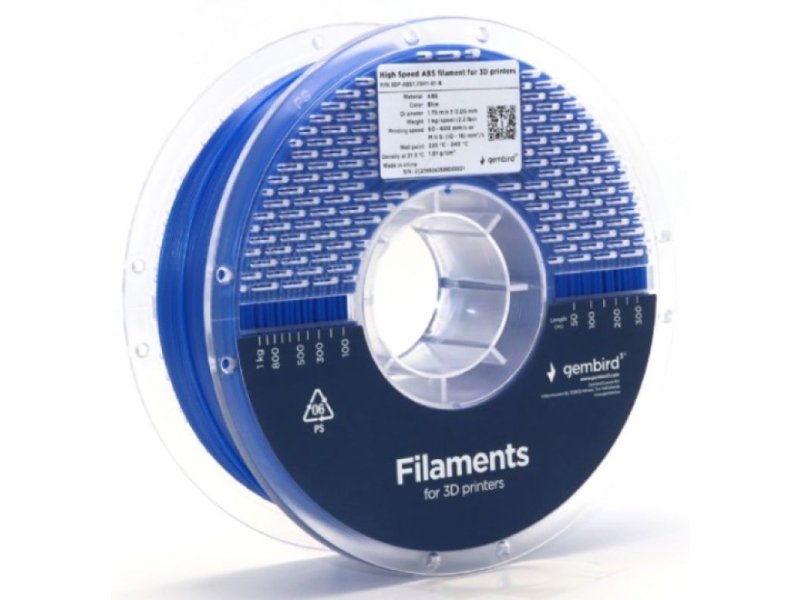 GEMBIRD 3DP-ABS1.75HY-01-B ABS FILAMENT VELIKE BRZINE ZA 3D STAMPAC 1.75MM, KOTUR 1KG BLUE