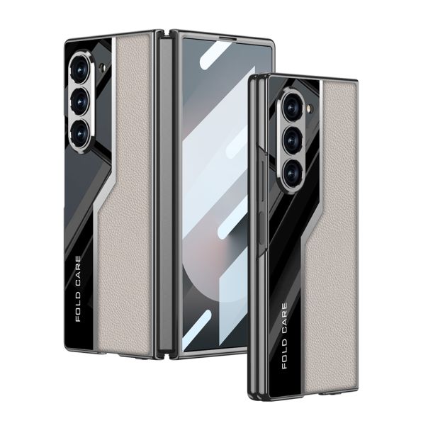 Maska za Samsung Galaxy Z Fold 6 5G LEATHER STYLE zlatna (GKK case)