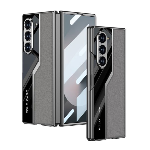 Maska za Samsung Galaxy Z Fold 6 5G LEATHER STYLE siva (GKK case)