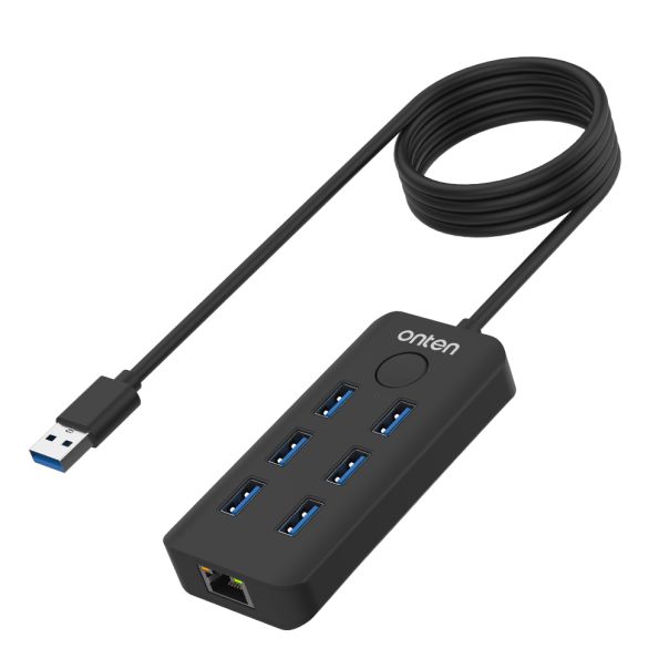 Hub USB 3.2 sa 6 portova Gen 1 5G + Ethernet RJ45 100Mbps + Lock screen dugme 50cm (OTN-8121) EP2924081