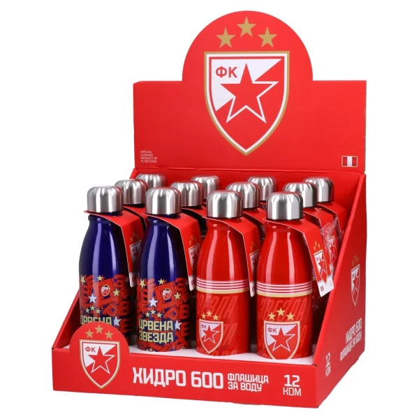 Hydro 600, flašica za vodu, aluminijumska, 600ml, Crvena Zvezda, miks