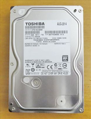 Toshiba 500GB Sata3 7200 Rpm, DTO1ACA050