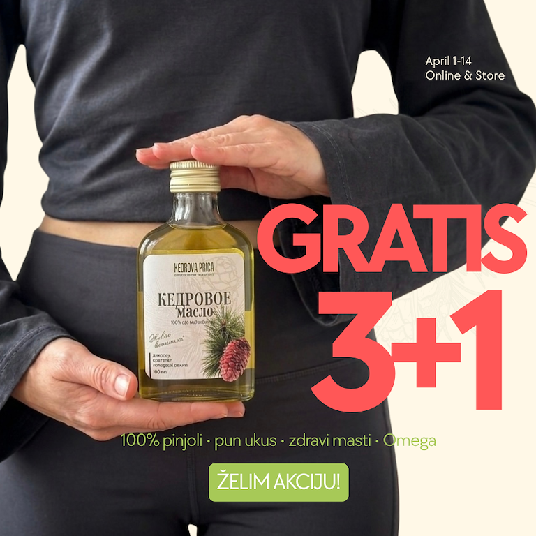 3+1 GRATIS Hladno ceđeno kedrovo ulje Wild grown 100 ml