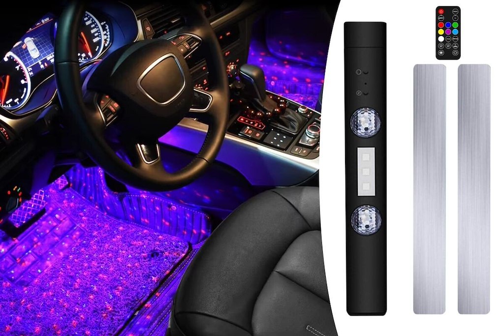Bežično ambijentalno AuraShift LED osvetljenje za automobil, USB    Atmosfera
