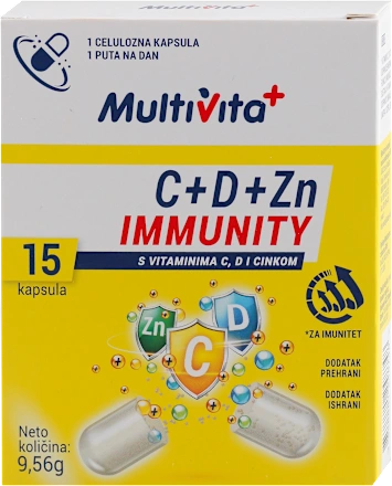 Multivita
C+D+Zn IMMUNITY kapsule, 15 kom
Dodatak ishrani