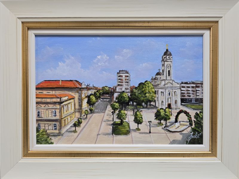 Smederevo centar, Jadran Đukić, ulje na platnu, sa 30×40 cm, bez 20×30 cm, sertifikat, lux uramljena,11800 dinara