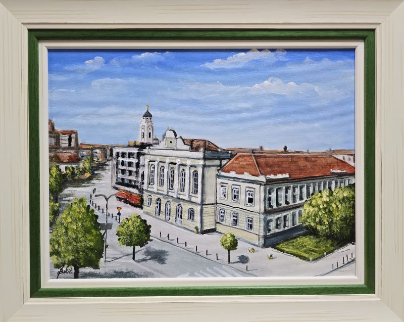 Smederevo gimnazija, Jadran Đukić, ulje na platnu, sa 40×50 cm, bez 30×40 cm, sertifikat, lux uramljena,16520 dinara