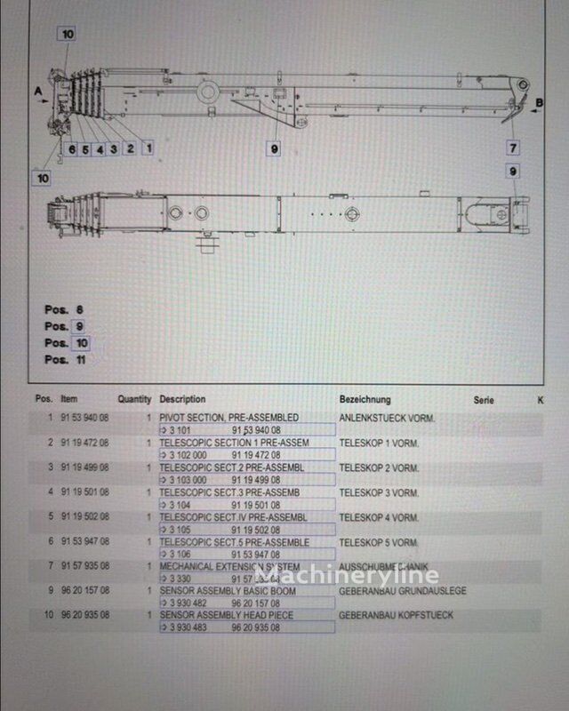 Liebherr 915394008 strela za Liebherr LTM 1090 2008 D846 A7 građevinske mašine