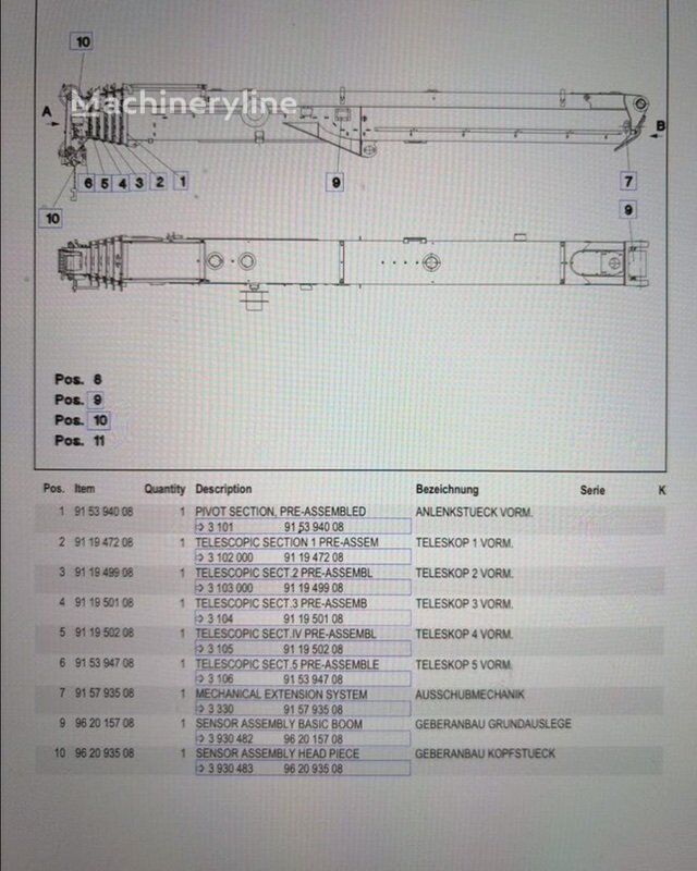 Liebherr Boom / Boom Section 911957208 strela za Liebherr LTM 1090 2008 D846 A7 građevinske mašine