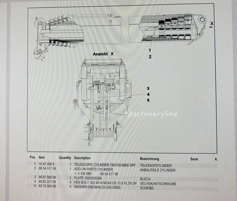 104729908 hidraulični cilindar za Liebherr LTM 1090 2008 D846 A7 autodizalice
