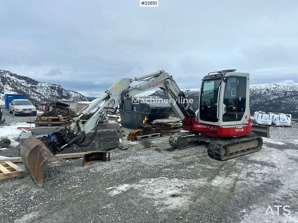 Takeuchi TB153FR gravemaskin m/ 3 skuffer og klypekasett. SE VIDEO mini bager