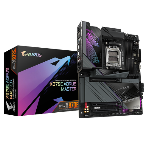 Gigabyte X870E AORUS MASTER AM5, Chipset X870E, DDR5 OC up to 8600MT/s, AMD Socket AM5：Supports AMD Ryzen™ 9000 / 8000 / 7000 Series Processors