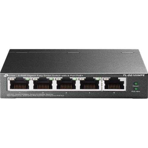 TP-LINK switch Gigabit 5x RJ45 10/100/1000Mbps, Easy Smart, 4-Port PoE+