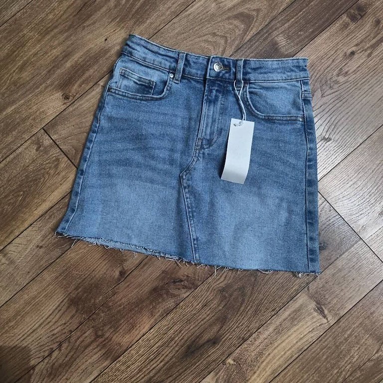 Teksas mini suknja, model A-kroja.vel.XS - Materijal: klasični denim