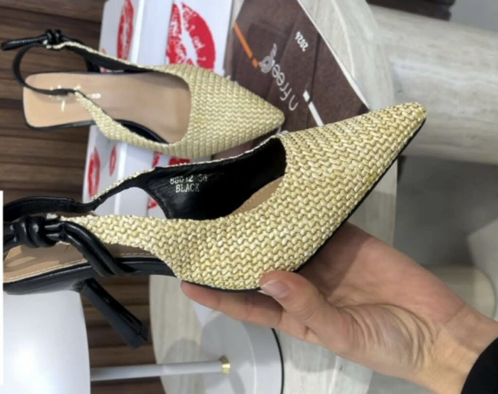 Ženske slingback cipele sa potpeticom - Materijal gornjišta: pleteni