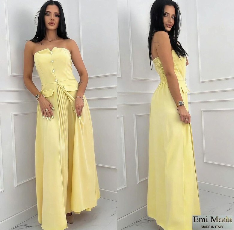 Elegantna maxi haljina bez bretela – Emi Moda, Made in Italy. - Kroj