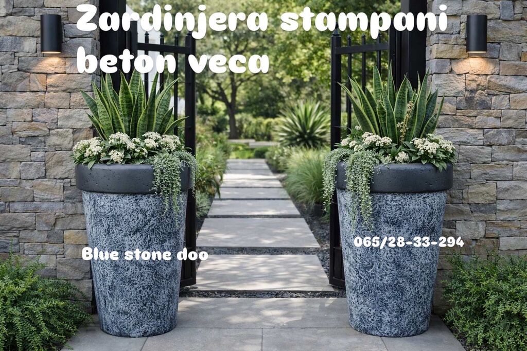 Žardinjera od štampanog betona – veći model - Materijal: štampani