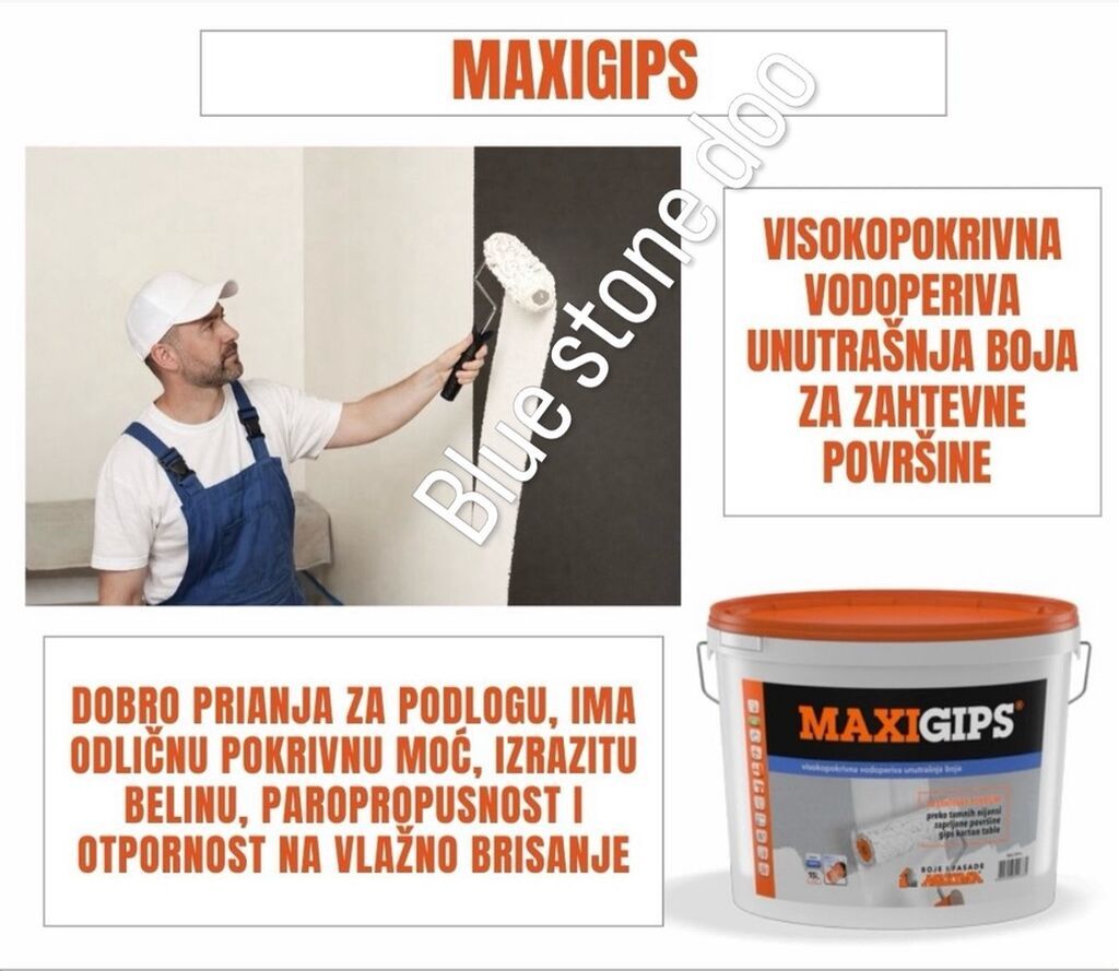 MAXIGIPS – visokopokrivna, vodoperiva unutrašnja boja za zahtevne