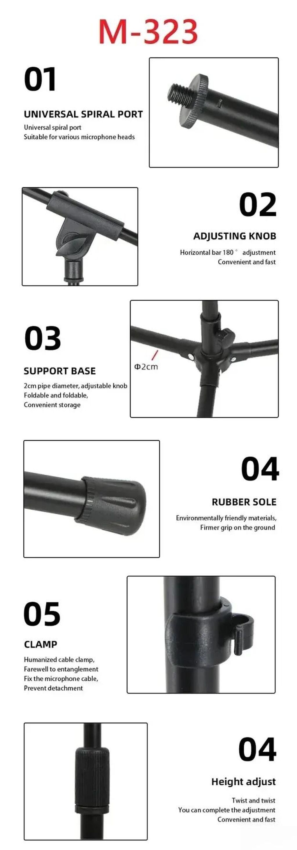 MIKROFONSKI STALAK PROFI MODEL M-323 BESPLATNA DOSTAVA | Dimenzije
