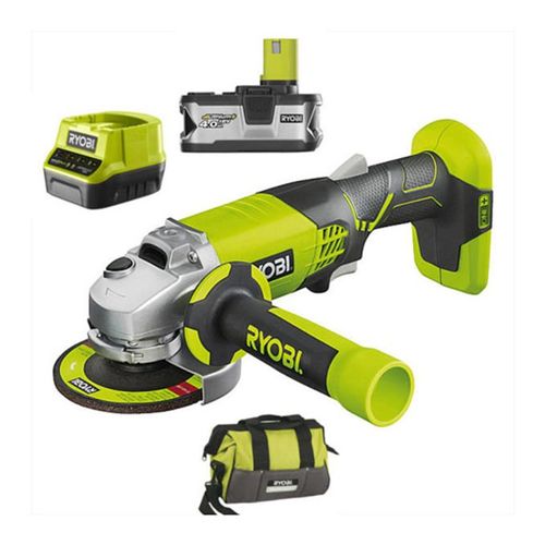 RYOBI Set aku. ugaona brusilica (115mm) + punjač+ baterija 4Ah (18V ONE+™) R18AG-140S