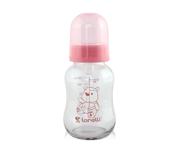 Flašica Staklena 125ml 0m+ Roze Lorelli 10200610003