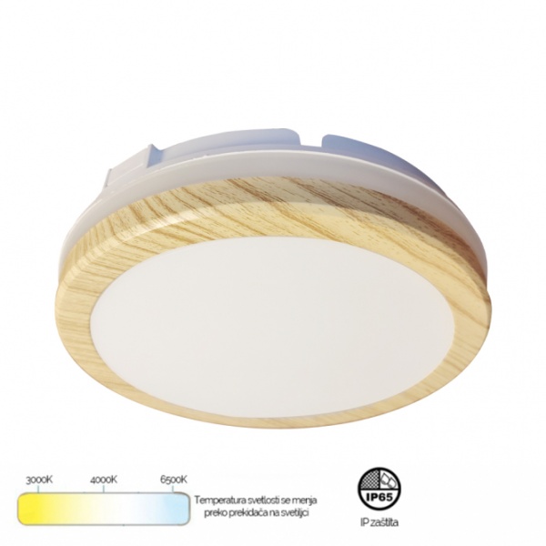 Plafonska svetiljka LED Plafonjera MONA-300-30W 3000/4000/6500K IP65 drvo 202304