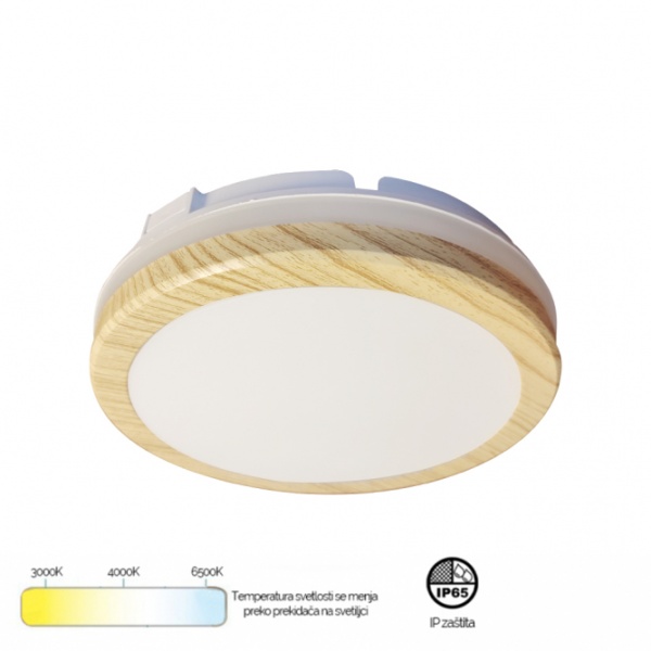 Plafonska svetiljka LED Plafonjera MONA-200-20W 3000/4000/6500K IP65 drvo 202301