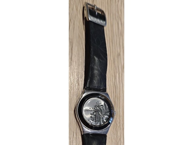 Swatch Irony Medium sat Black Flower YLS146