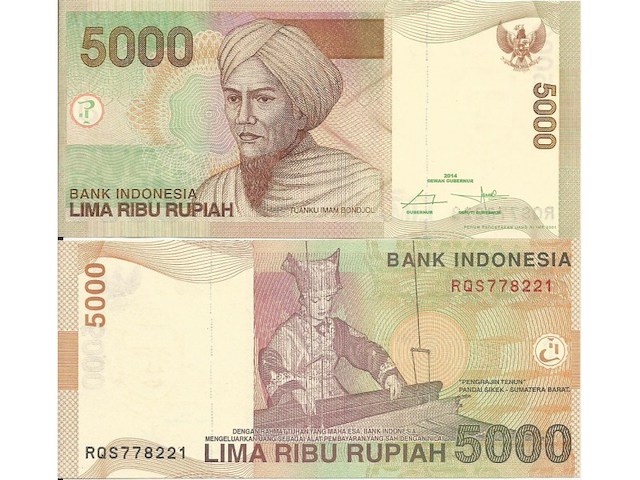 INDONEZIJA 5000 rupiah 2014. UNC