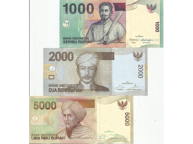 INDONEZIJA 1000 - 2000 - 5000 rupiah 2013/16. UNC