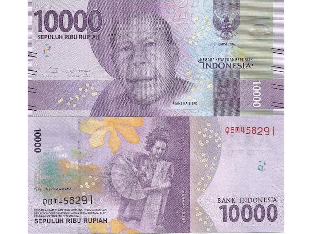 INDONEZIJA 10.000 rupiah 2016. UNC