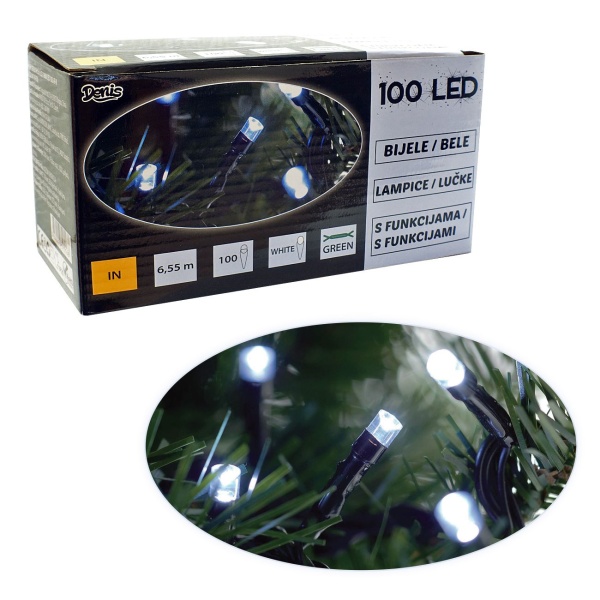 100 LED lampica, bela sa 8 funkcija za unutrašnju upotrebu 52-116000