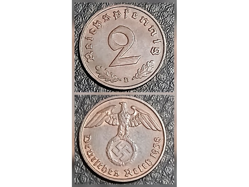 2 Reichspfennig 1938 D – Nemačka