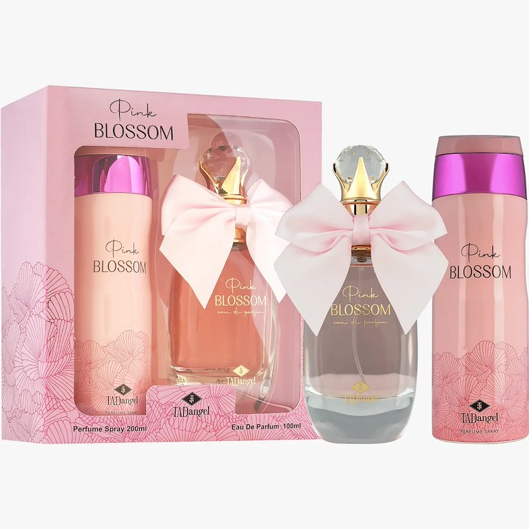 TAD ANGEL Pink Blossom by Afnan 100ml EDP + 200ml Deo EDP Unisex Gift Set
