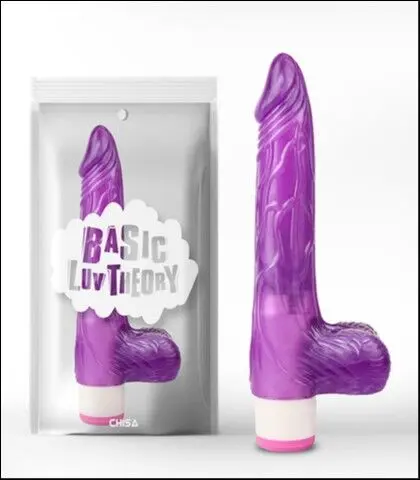 Chisa Realistični vibrator sa testisima Luv Pleaser, Ljubičasti