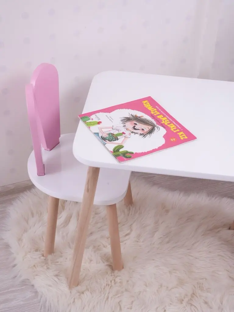 Hanah Home Set dečiji sto i stolica Bunny, Belo-roze